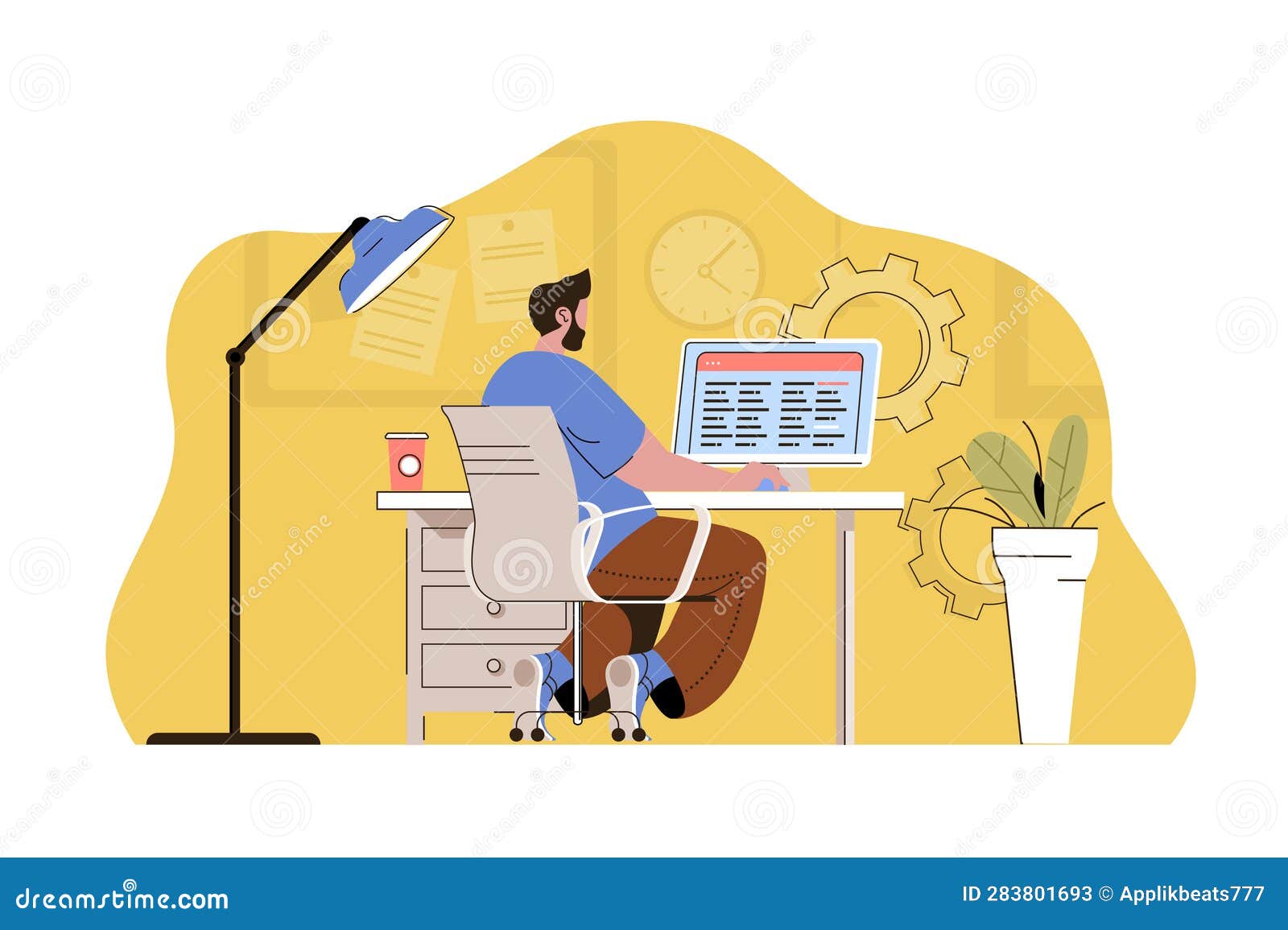 Work Optimization Concept. Man Creates Schedule, Planning Processes and ...