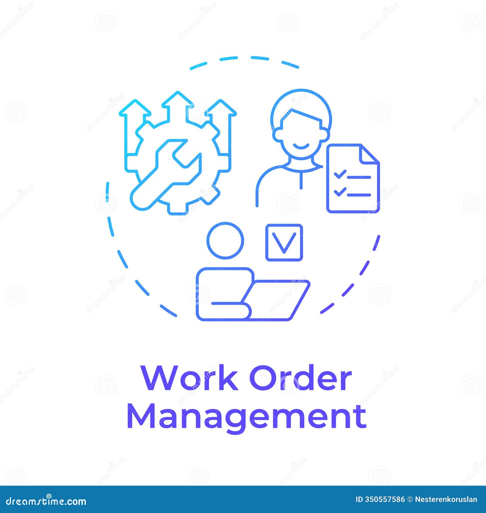 Wo Work Order Concept With Big Word Or Text And Team People With Modern ...