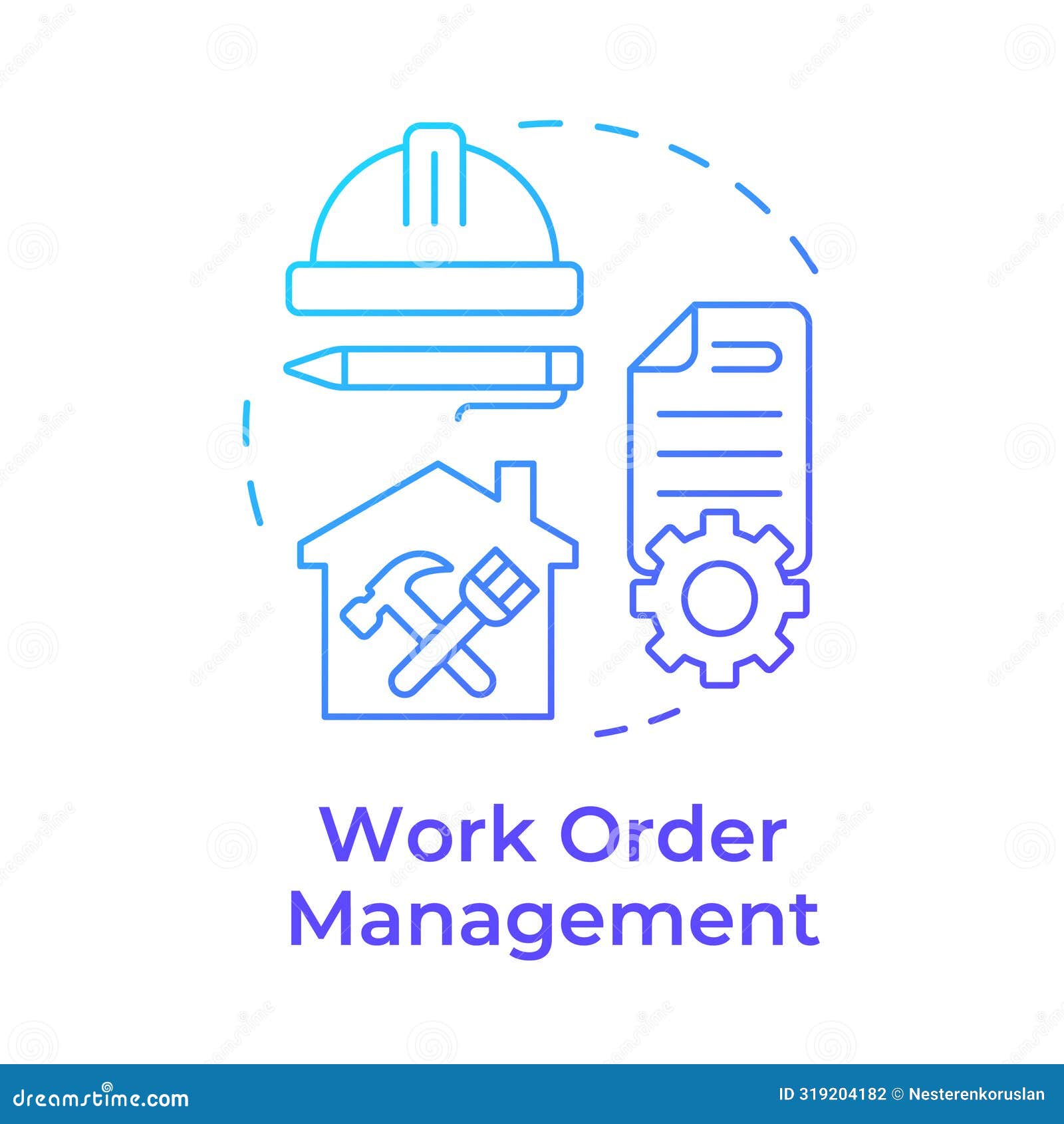 Work Order Management Blue Gradient Concept Icon Stock Vector ...