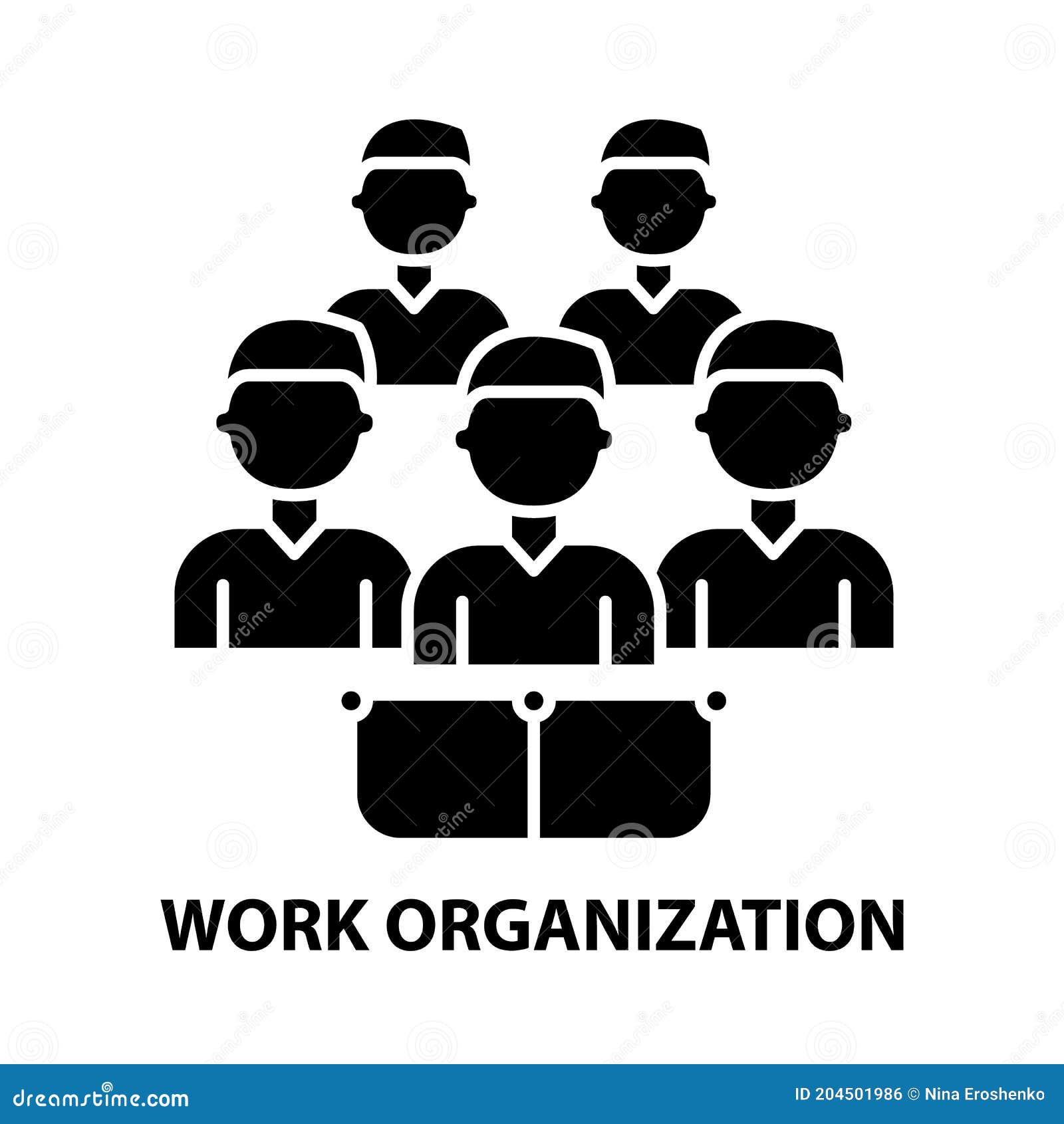 Work Organization Icon, Black Vector Sign with Editable Strokes ...