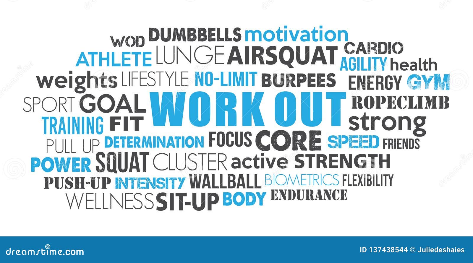Work Out Word Cloud Concept Text Stock Vector - Illustration of cross ...