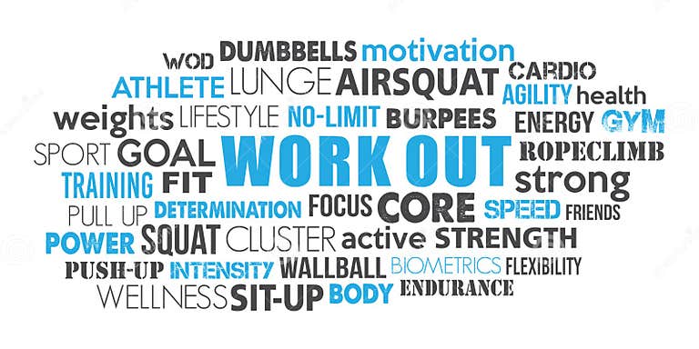 Work Out Word Cloud Concept Text Stock Vector - Illustration of cross ...