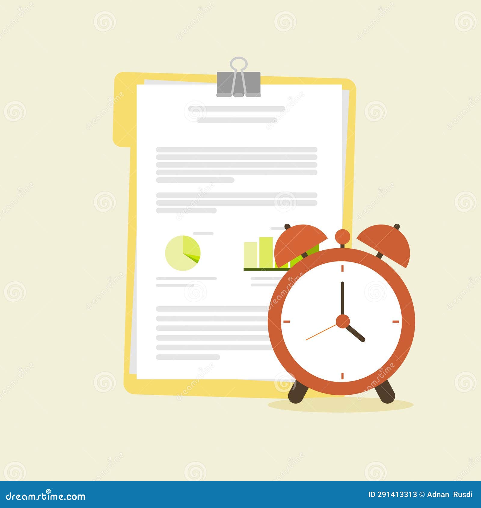 Work and Paper Deadline Reminder with Document Paper and Alarm Clock ...