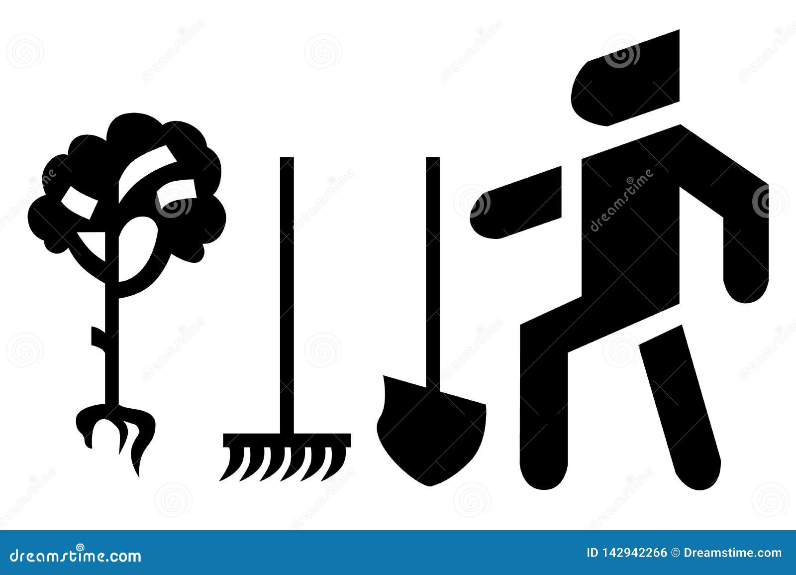 Work People in Agriculture. Tools for Plant and Garden Black Icon Stock ...