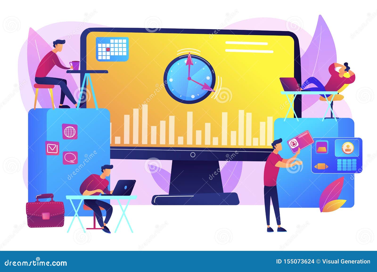 Time And Attendance Tracking System Concept Landing Page Cartoon Vector ... Time And Attendance Tracking System Concept Landing Page Cartoon Vector ...