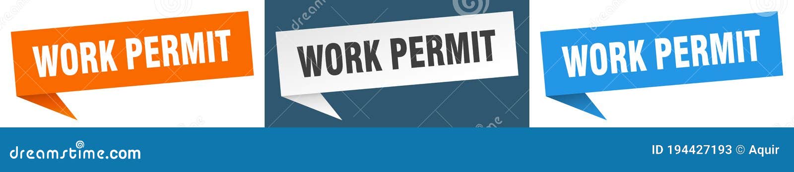 Work Permit Banner. Work Permit Speech Bubble Label Set Stock Vector ...