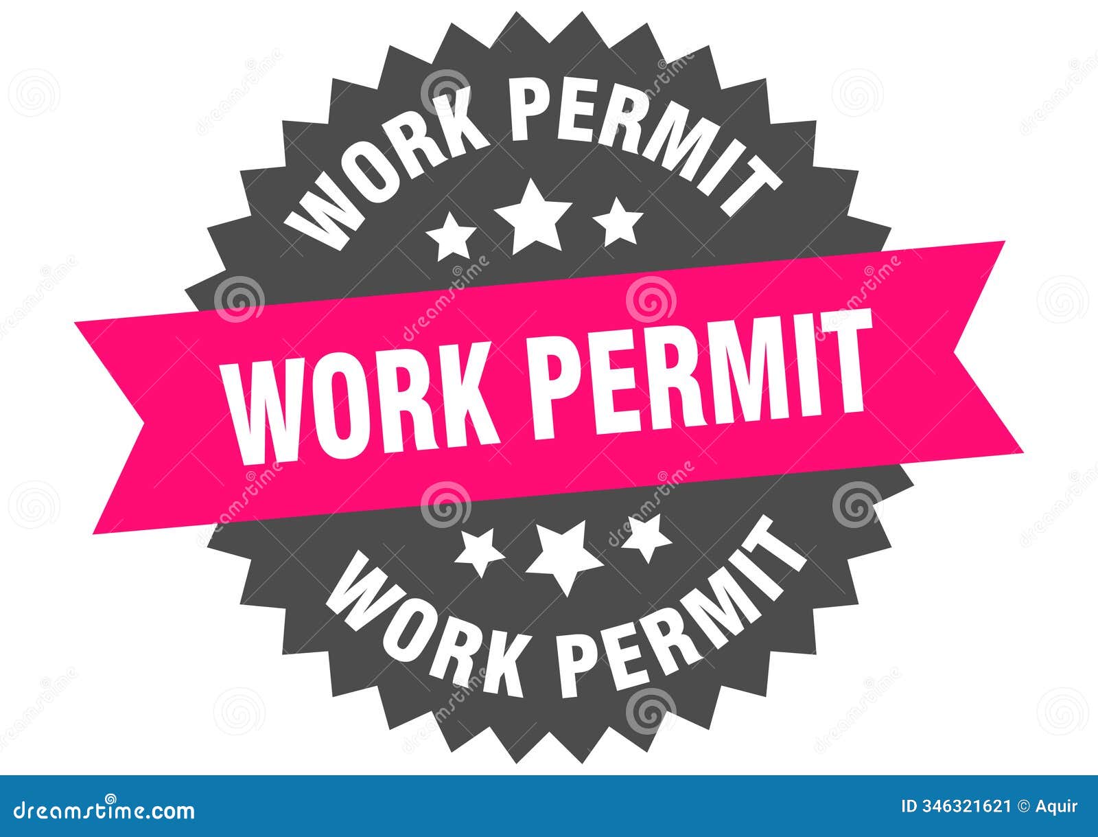 Work Permit. Work Permit Round Pink Label Isolated On Transparent ...