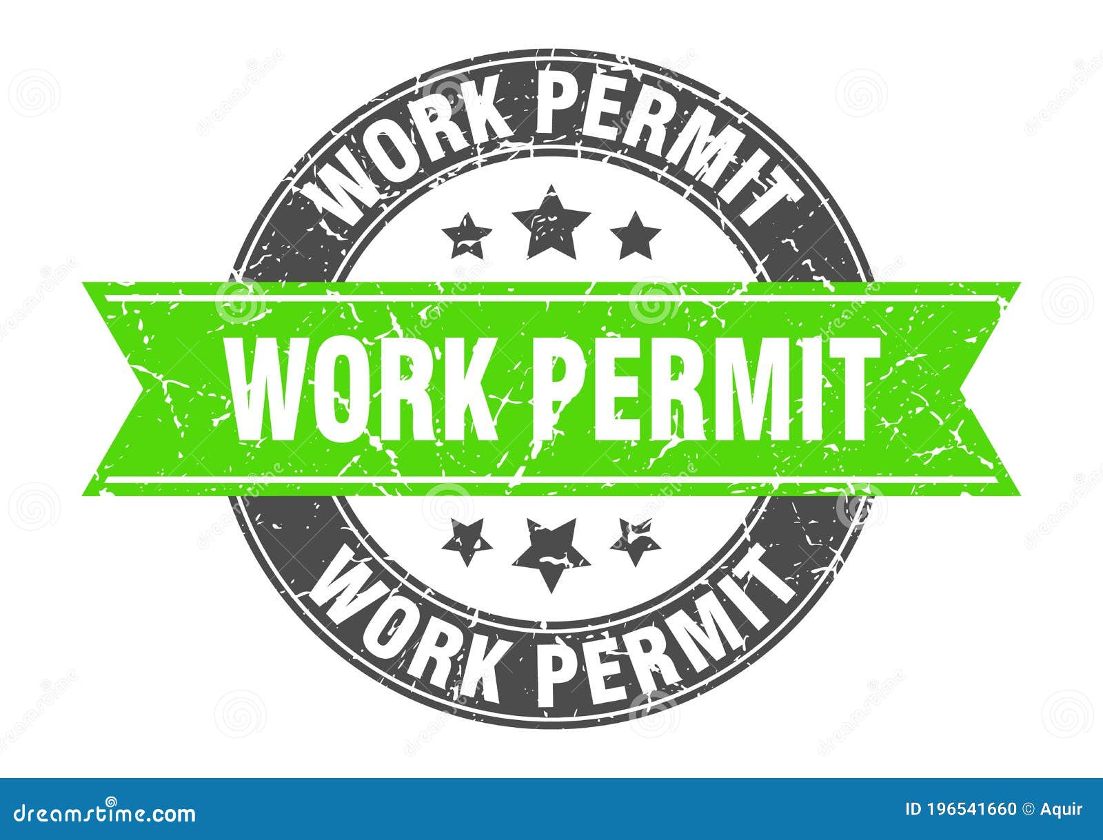 Work Permit Round Stamp with Ribbon. Label Sign Stock Vector ...