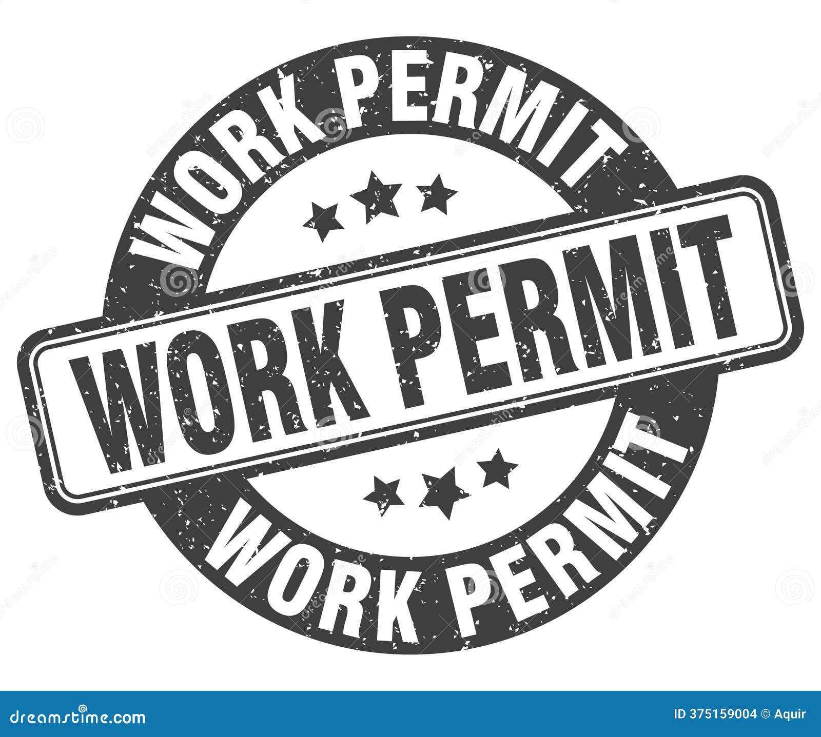 Work Permit Rectangular Sign. Work Permit Stamp Cartoon Vector ...