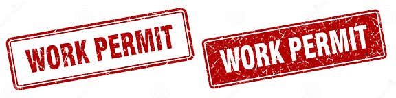 Work Permit Stamp Set. Work Permit Square Grunge Sign Stock Vector ...