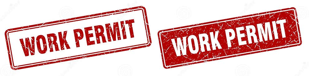 Work Permit Stamp Set. Work Permit Square Grunge Sign Stock Vector ...