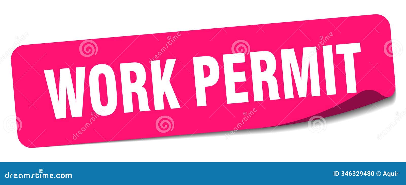WORK PERMIT, Words On Blue Rectangle Stamp Sign Stock Image ...