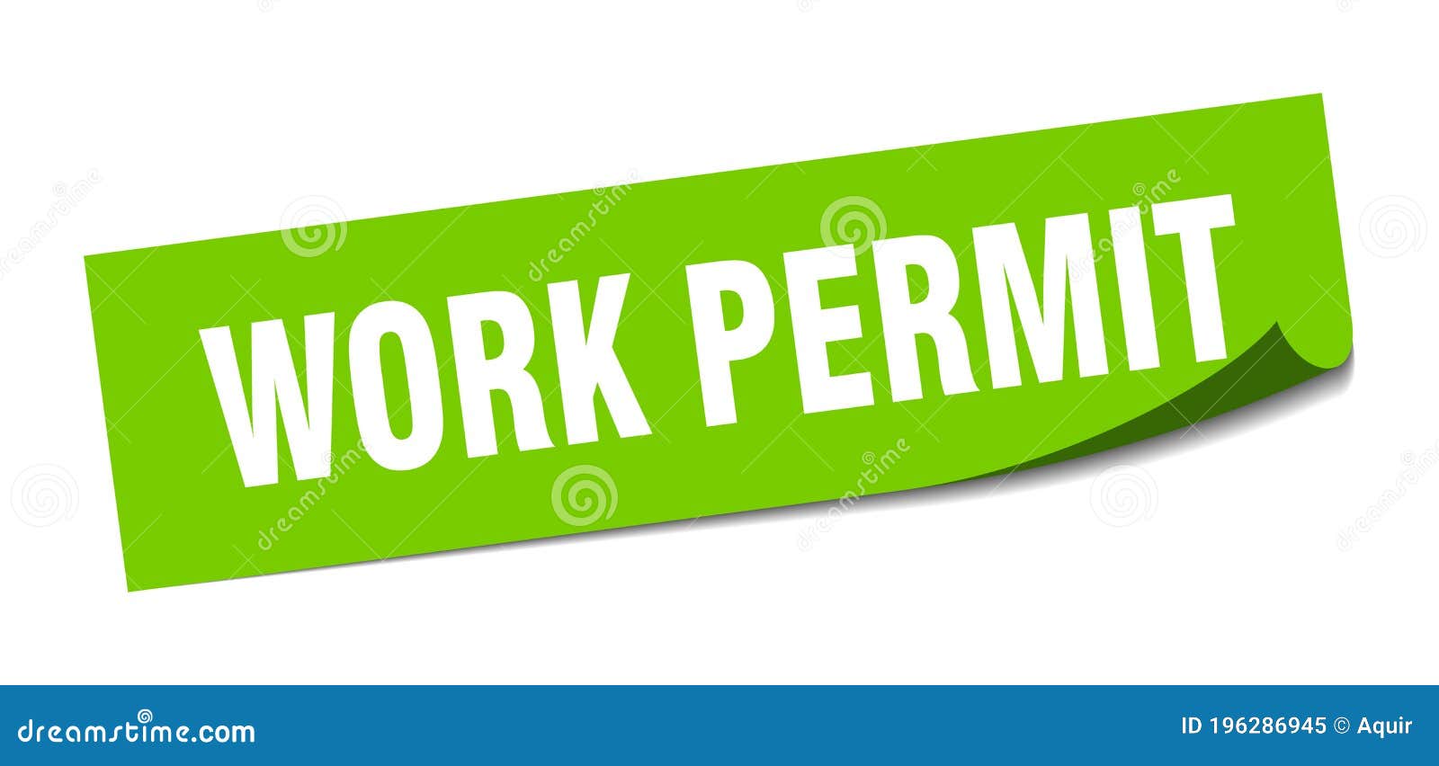 Work Permit Sticker. Square Isolated Label Sign. Peeler Stock Vector ...
