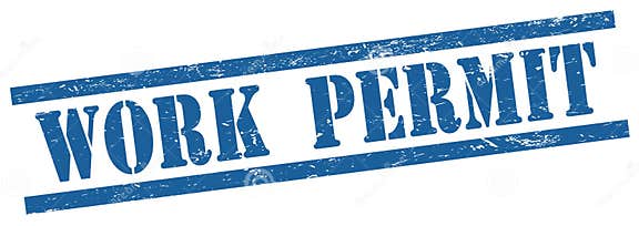 WORK PERMIT Text on Blue Grungy Rectangle Stamp Stock Illustration ...