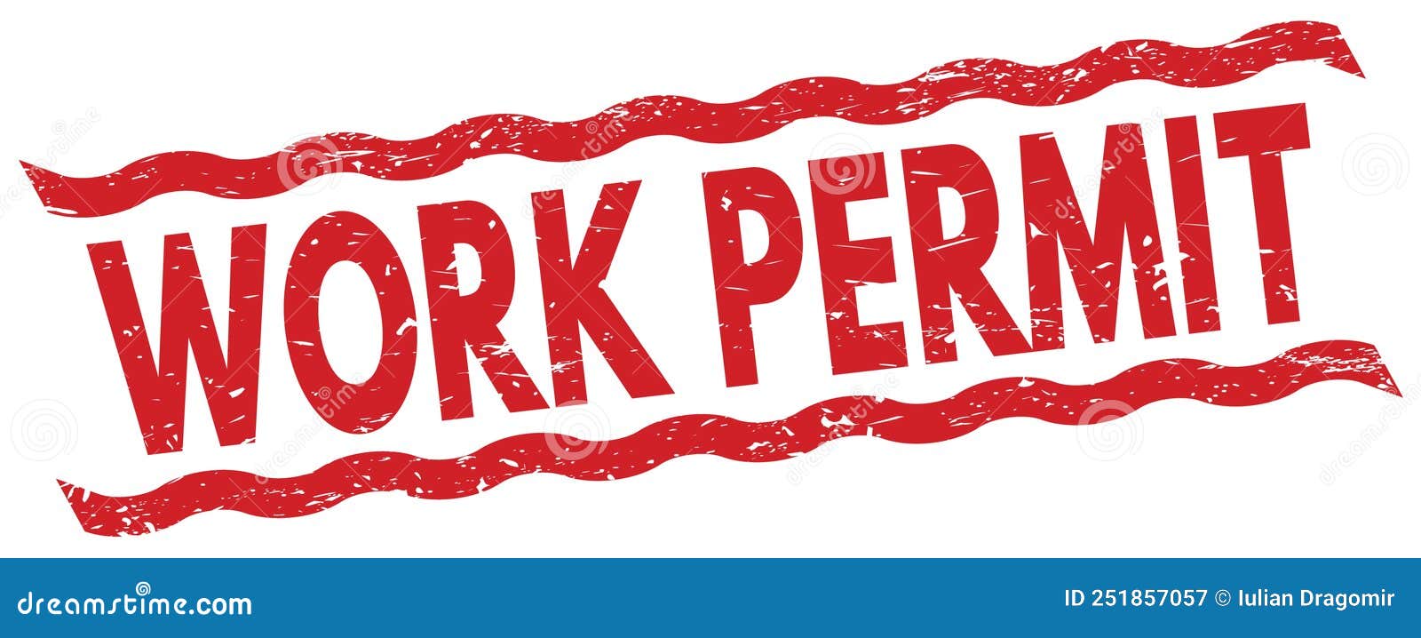 WORK PERMIT Text on Red Lines Stamp Sign Stock Illustration ...