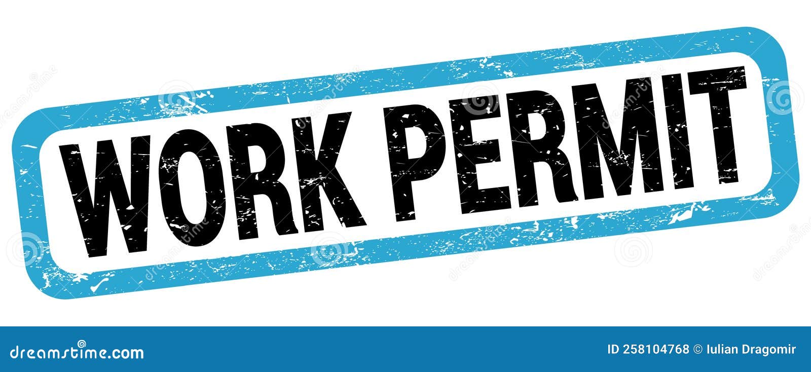 WORK PERMIT Text Written on Blue-black Rectangle Stamp Stock ...