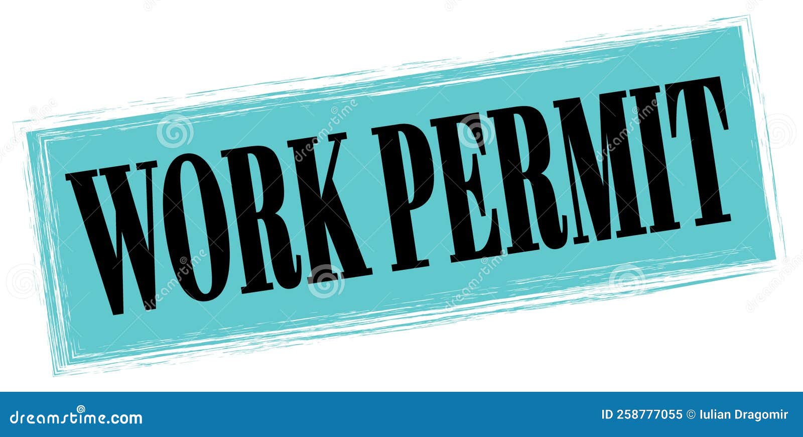 WORK PERMIT Text Written on Blue-black Stamp Sign Stock Illustration ...