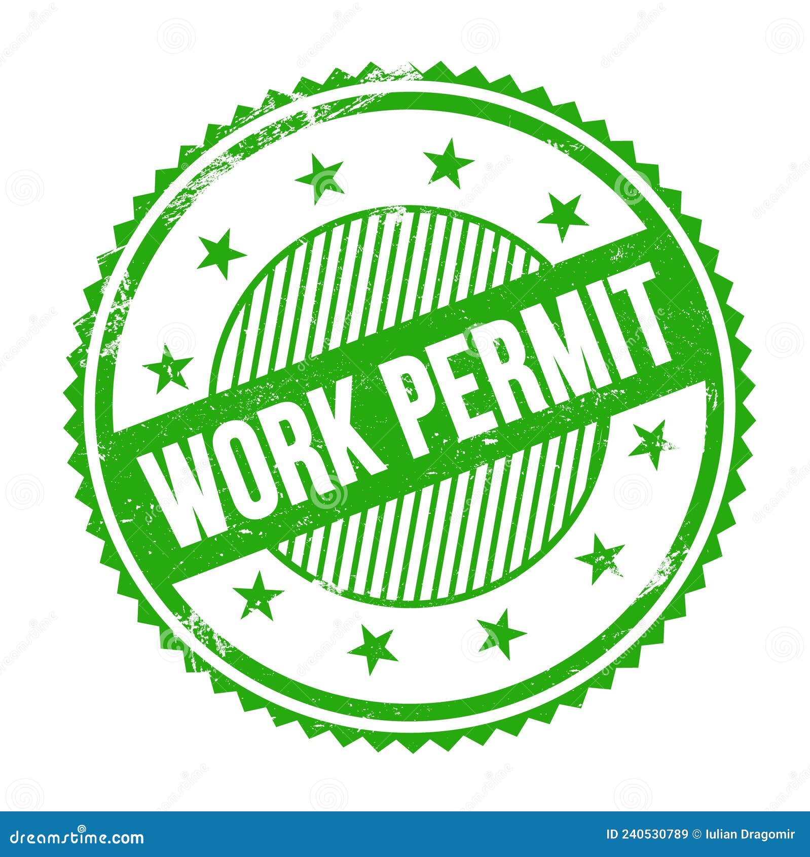 WORK PERMIT Text Written on Green Grungy Round Stamp Stock Illustration ...