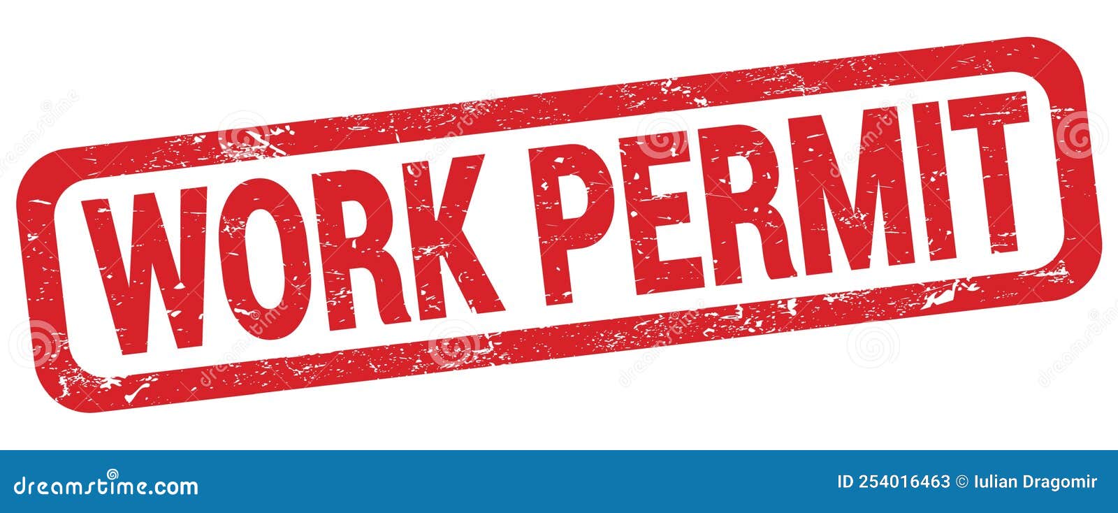 WORK PERMIT Text Written on Red Rectangle Stamp Stock Illustration ...
