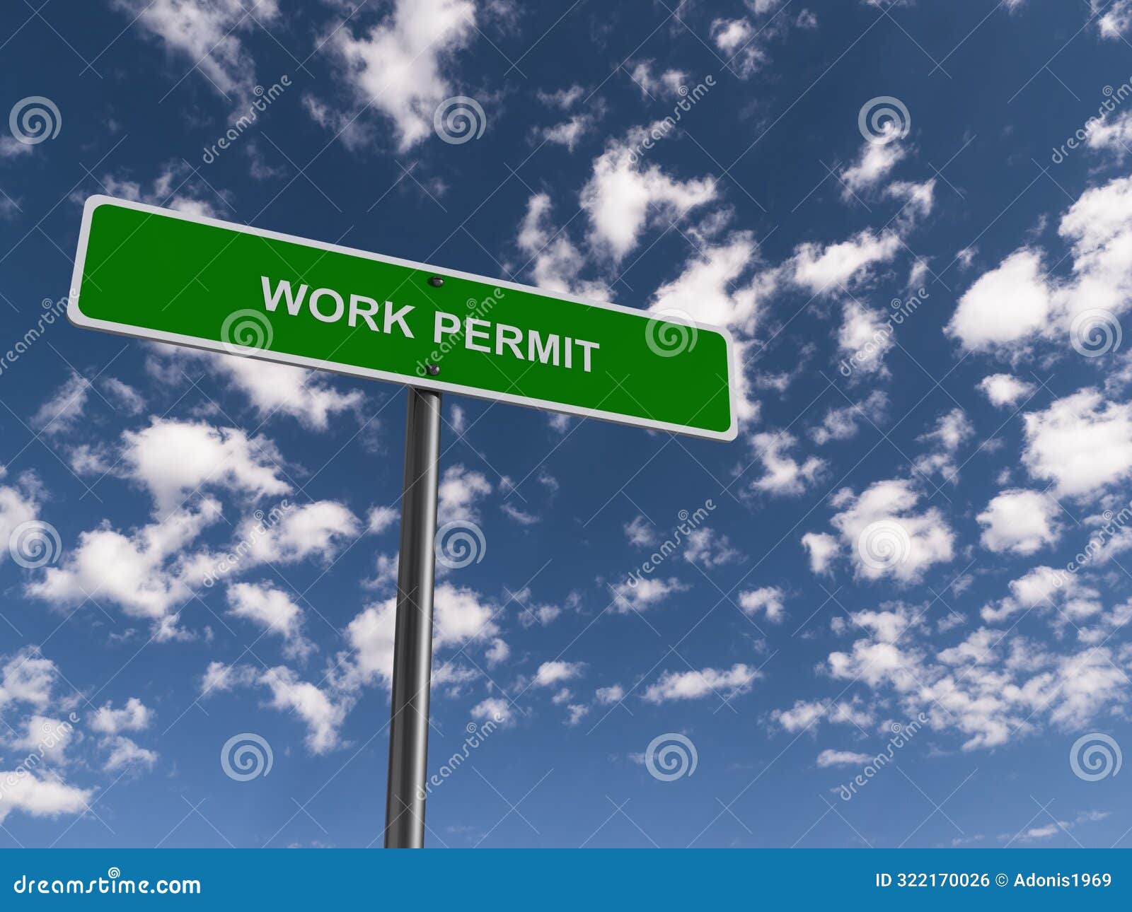 Work Permit Traffic Sign on Blue Sky Stock Illustration - Illustration ...