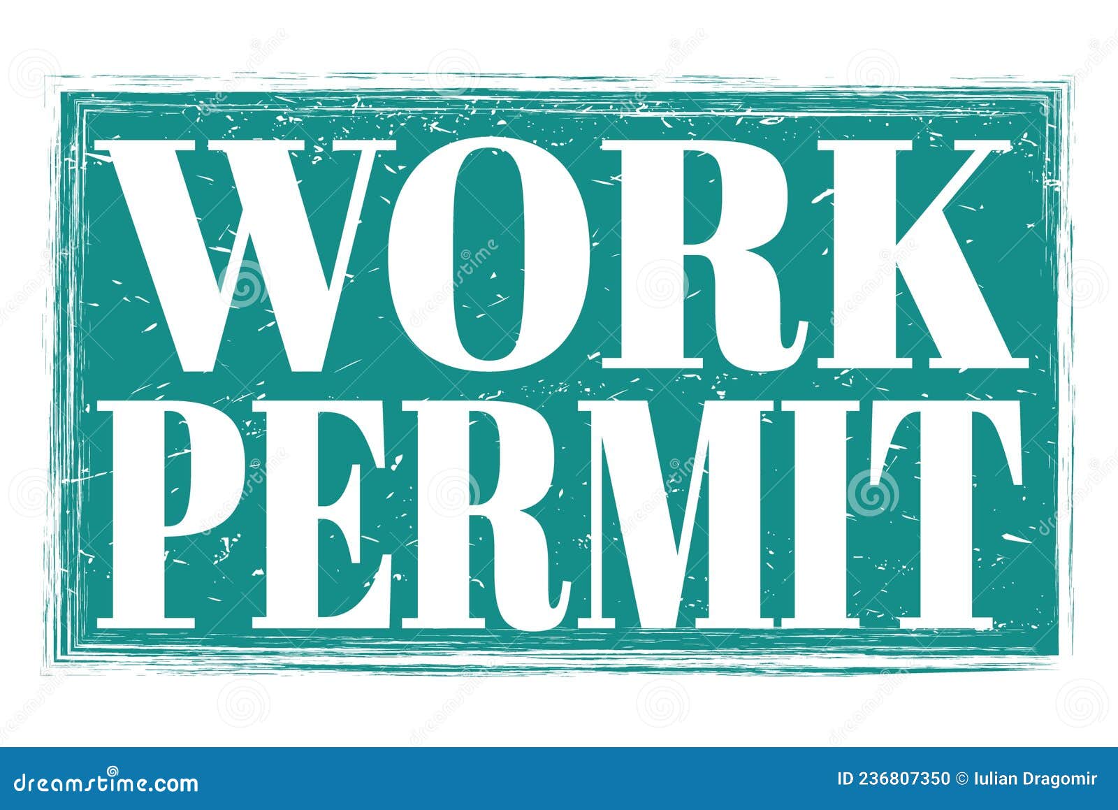 WORK PERMIT, Words on Blue Grungy Stamp Sign Stock Illustration ...