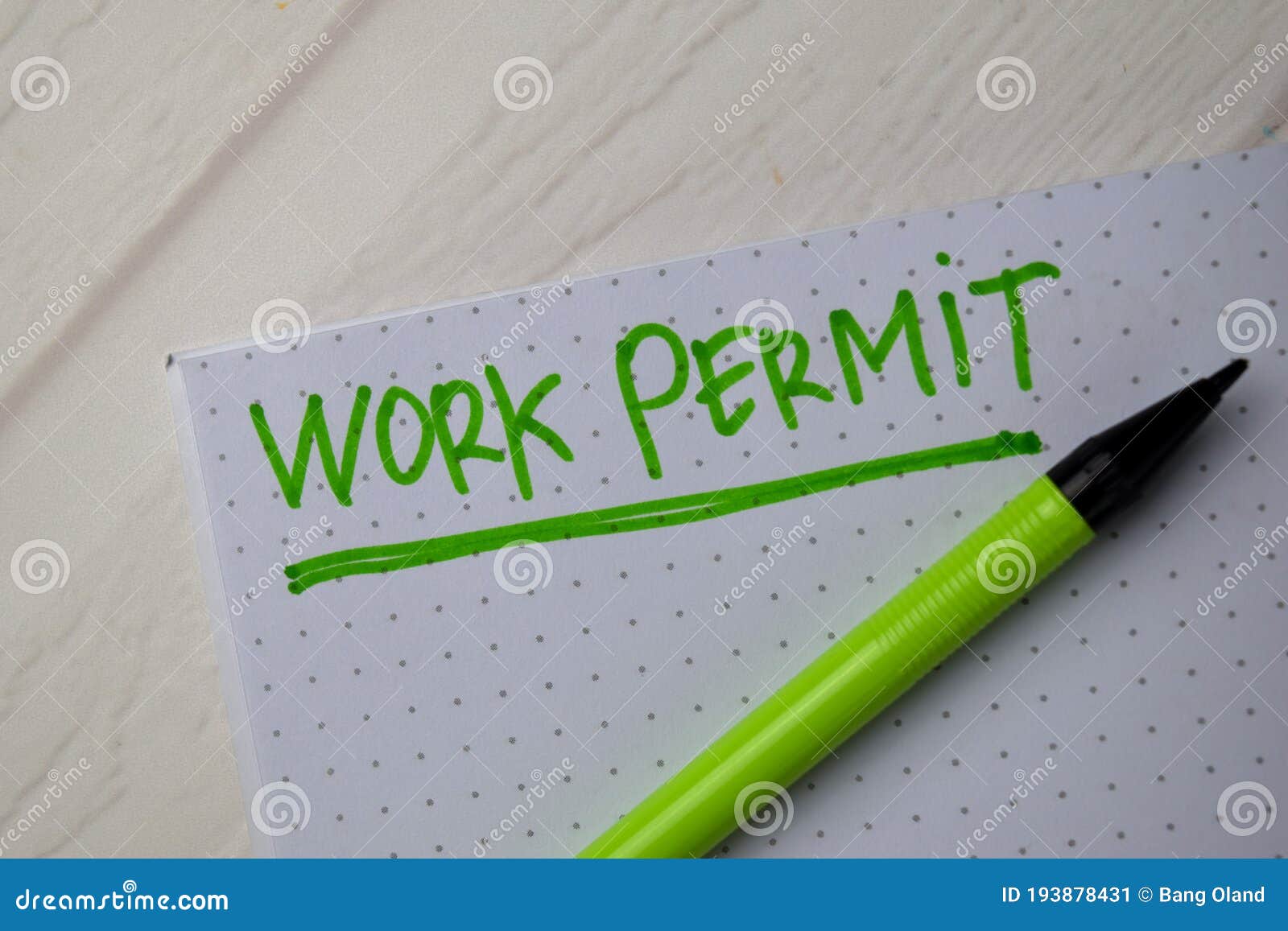 Work Permit Write on a Book Isolated on Office Desk Stock Image - Image ...