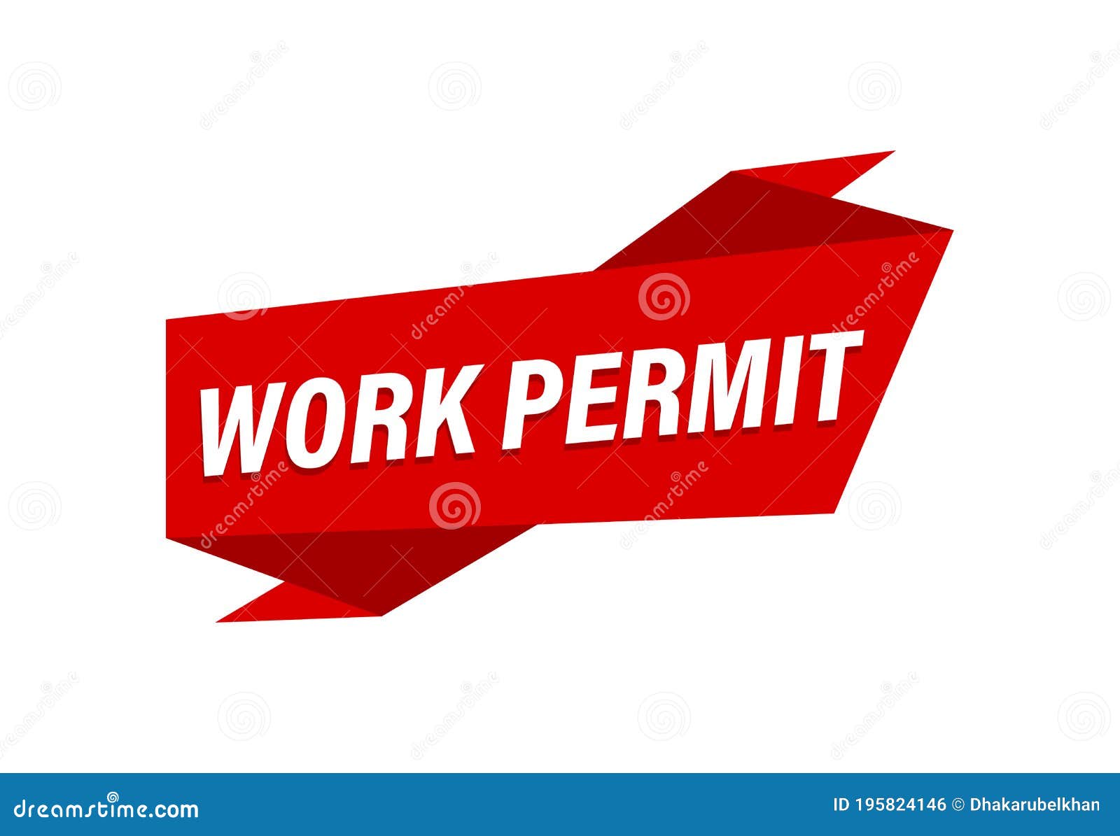 Work Permit Written, Red Flat Banner Work Permit Stock Vector ...