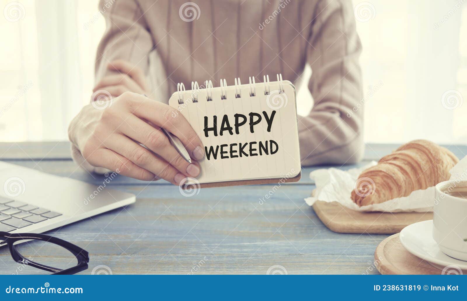 Work Place Concept - Office Desk with Tools and Notes about Happy ...