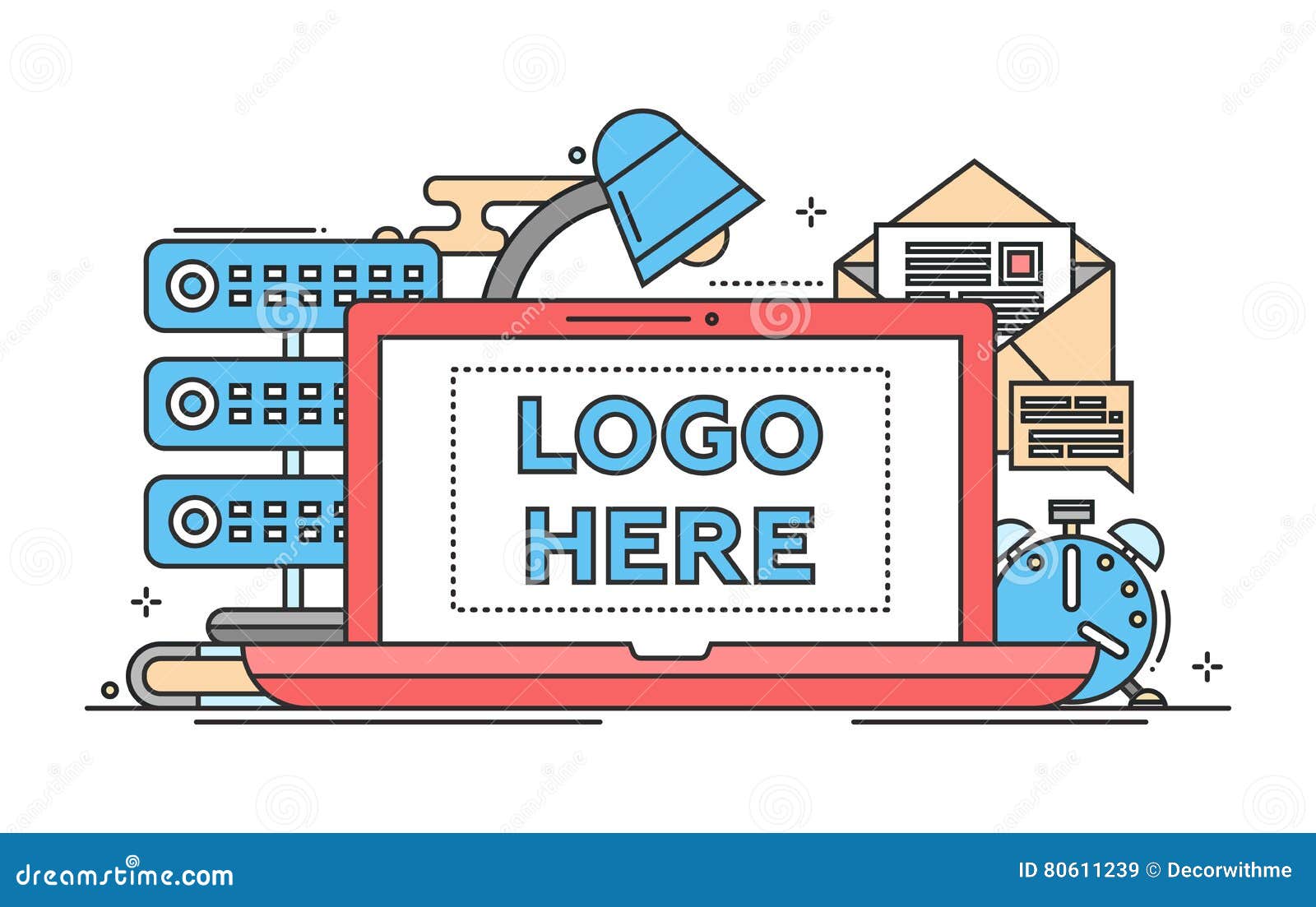 Work Place - Flat Design Illustration with Copyspace for Logo Stock ...