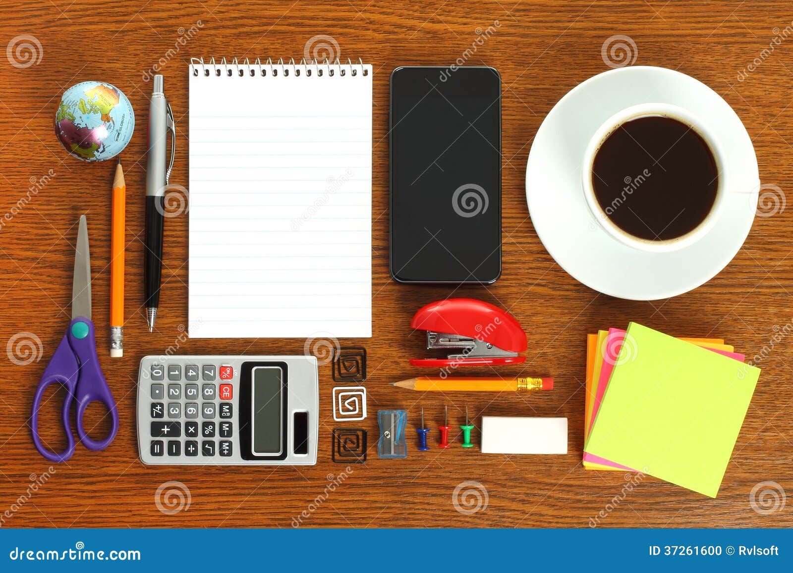 Work Place with Office Stationery Stock Photo - Image of book, paper ...