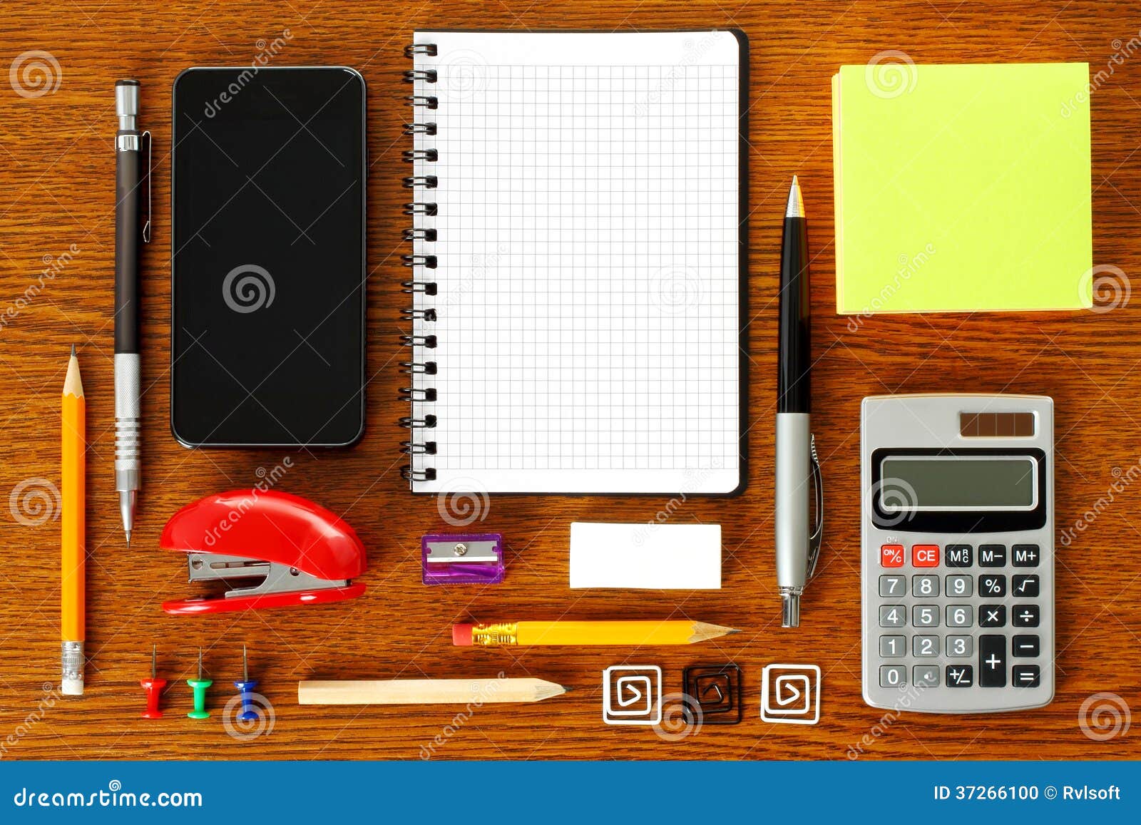 Work Place with Office Stationery Stock Photo - Image of note, college ...