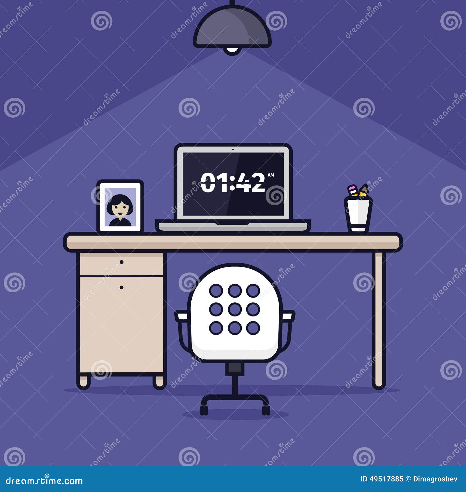 Work Place on Purple Background, Abstract Picture Stock Vector ...