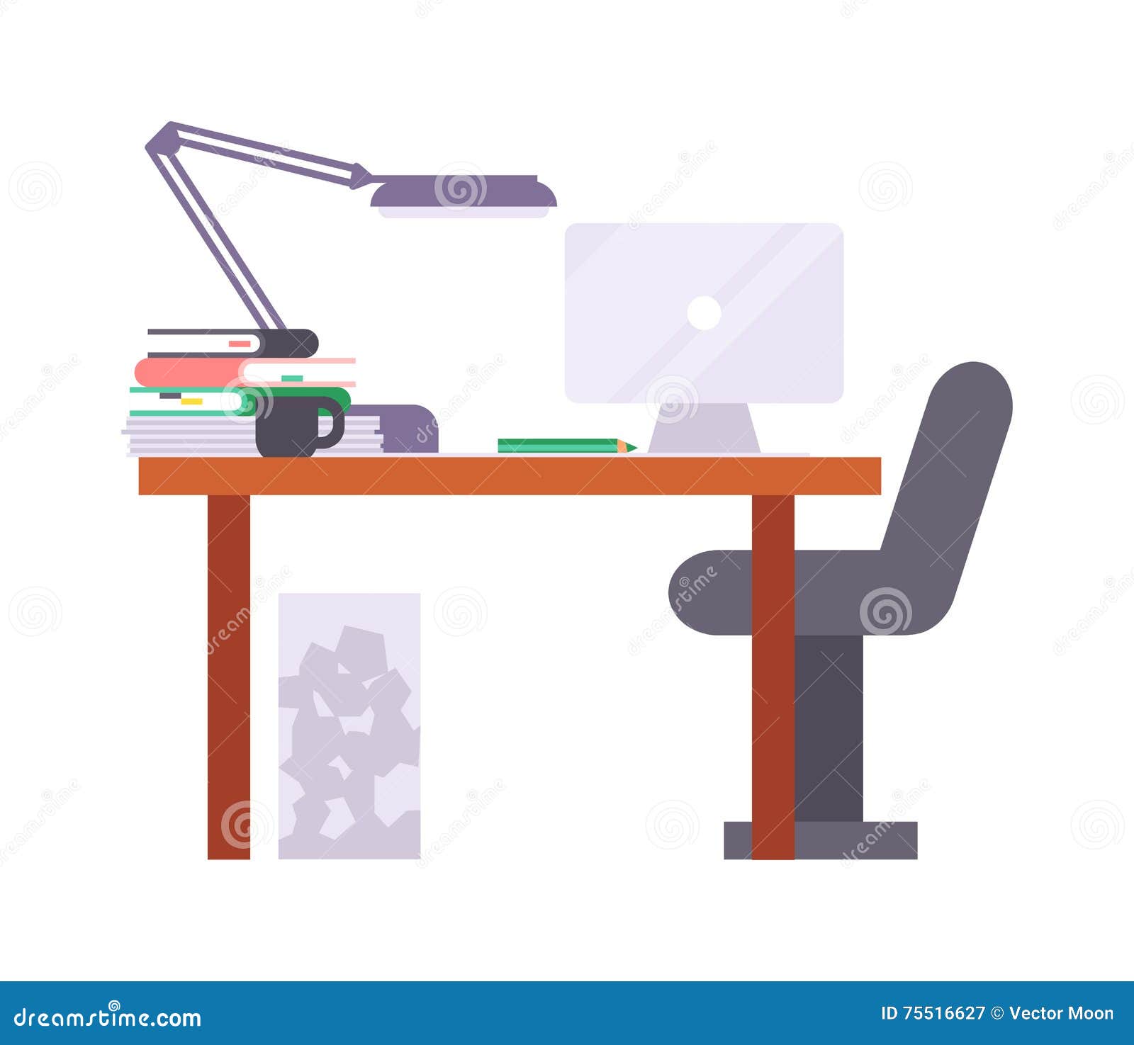 Work Place Vector Illustration. Stock Vector - Illustration of interior ...