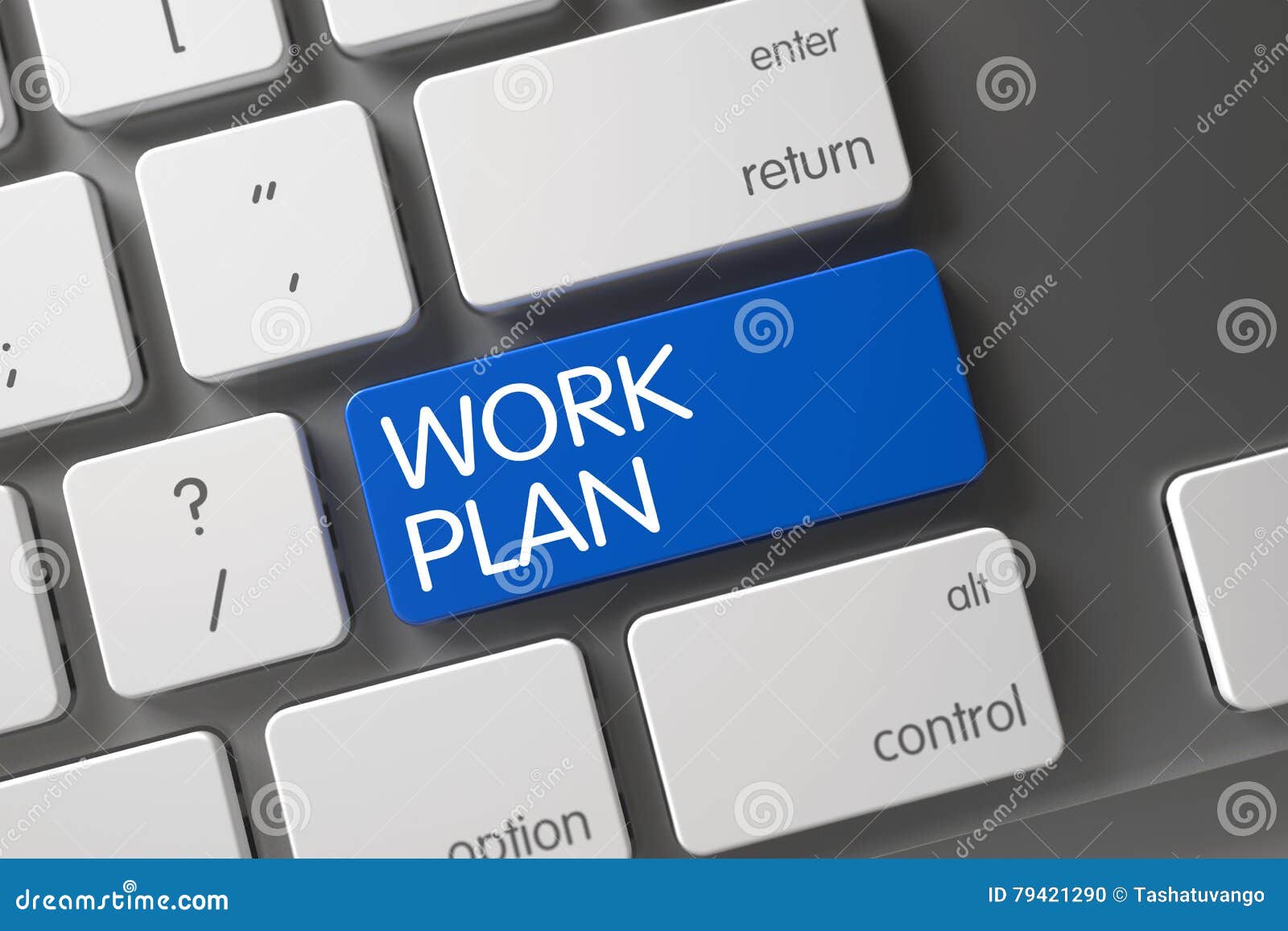 Work Plan CloseUp of Keyboard. 3D. Stock Photo - Image of keypad ...