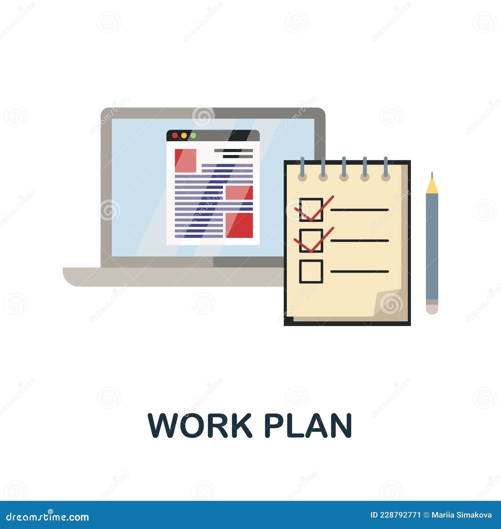 Work Plan Flat Icon. Colored Sign from Productivity Collection ...