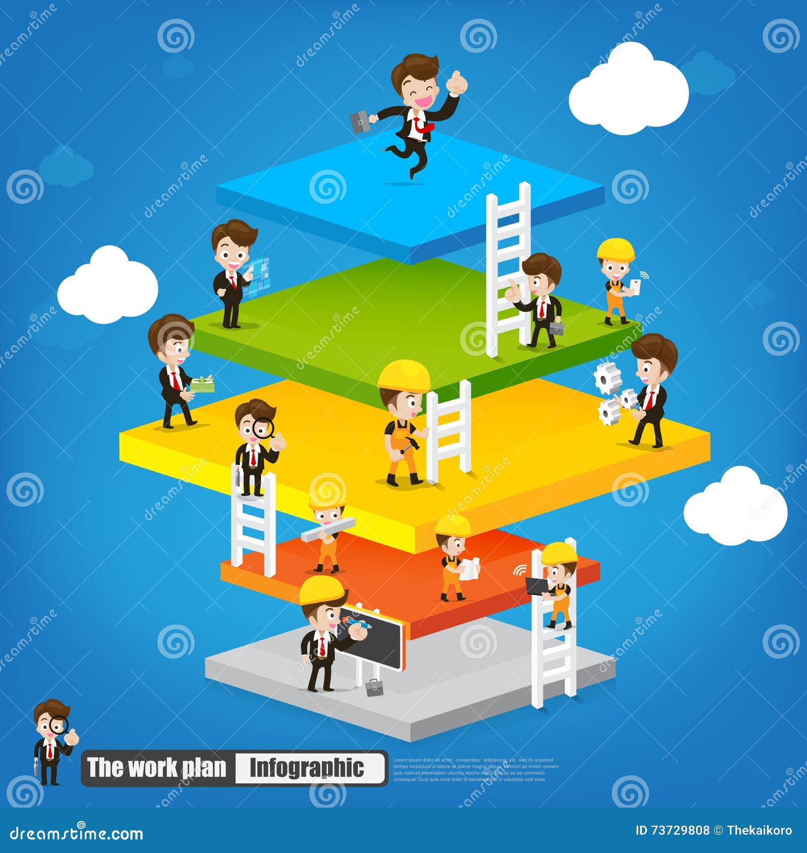 Work Plan Infographic with Engineer Businessman Labor Stock Vector ...