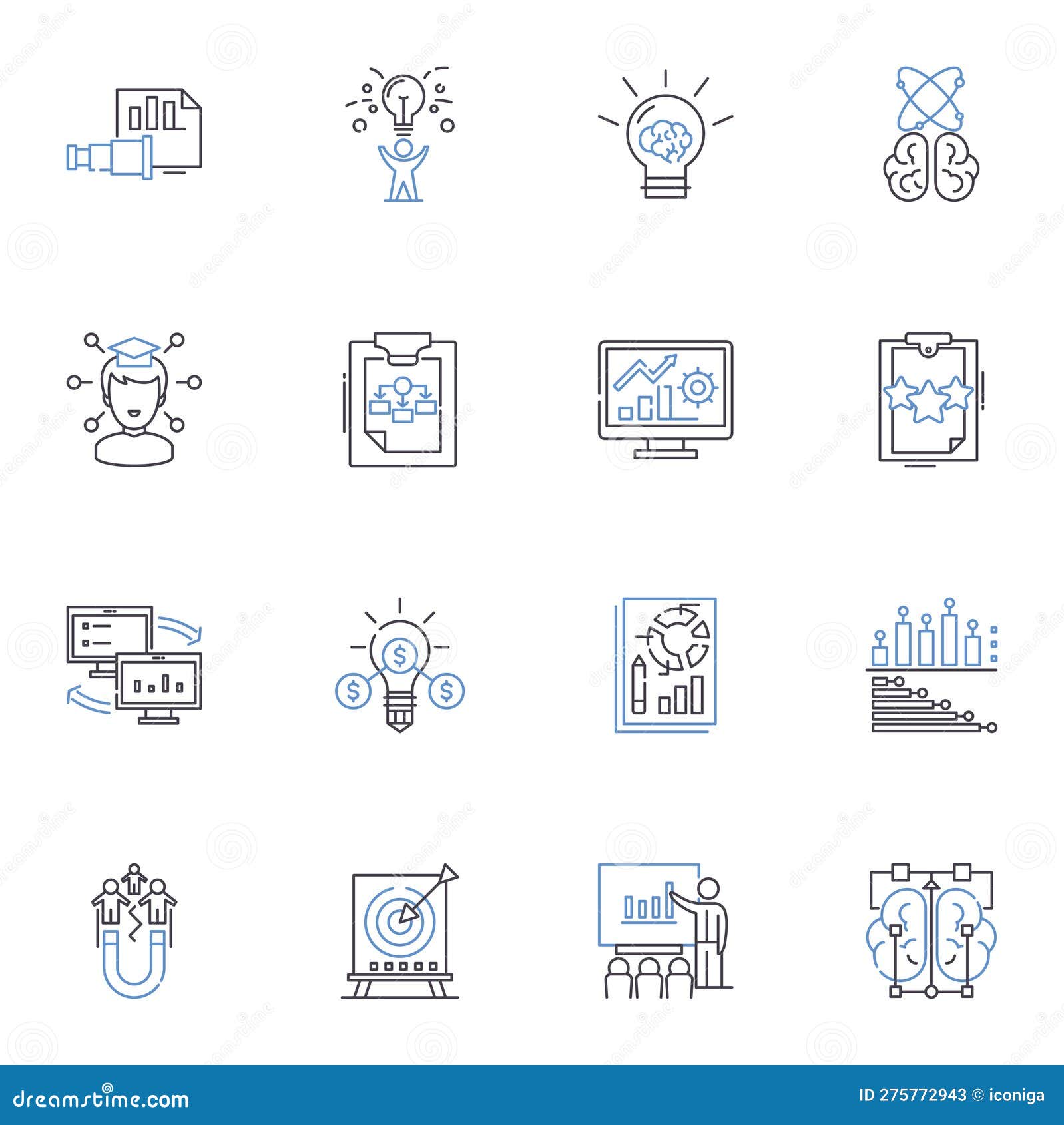 Work Plan Line Icons Collection. Schedule, Goals, Deadlines, Objectives ...