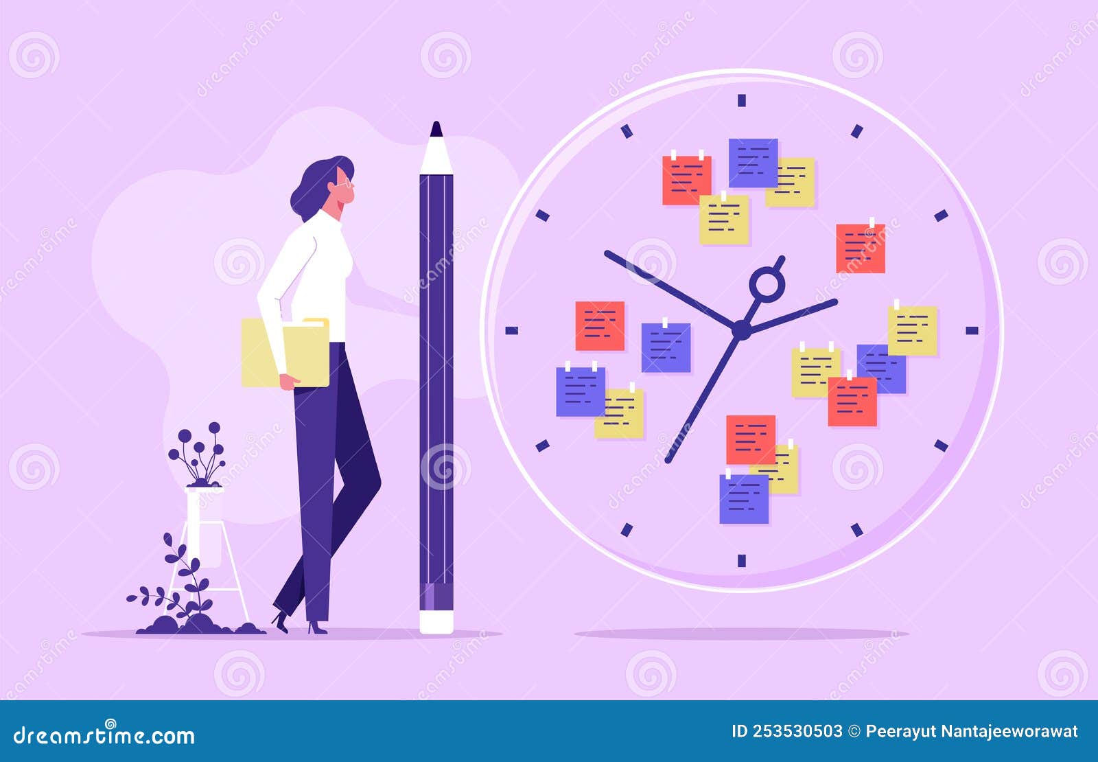 Work Planning and Time Organization Vector Illustration Stock Vector ...