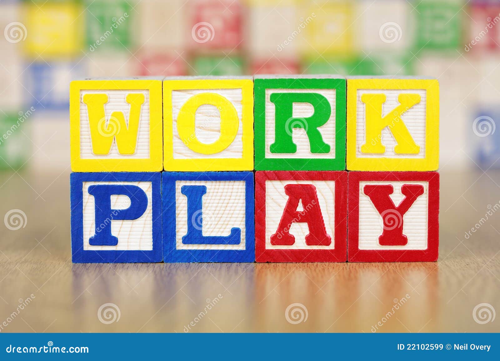 Work Play Spelled Out in Alphabet Building Blocks Stock Image - Image ...