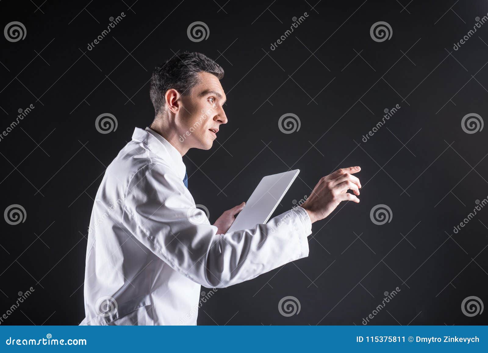 Pleasant Handsome Scientist Using a Computer Stock Image - Image of ...
