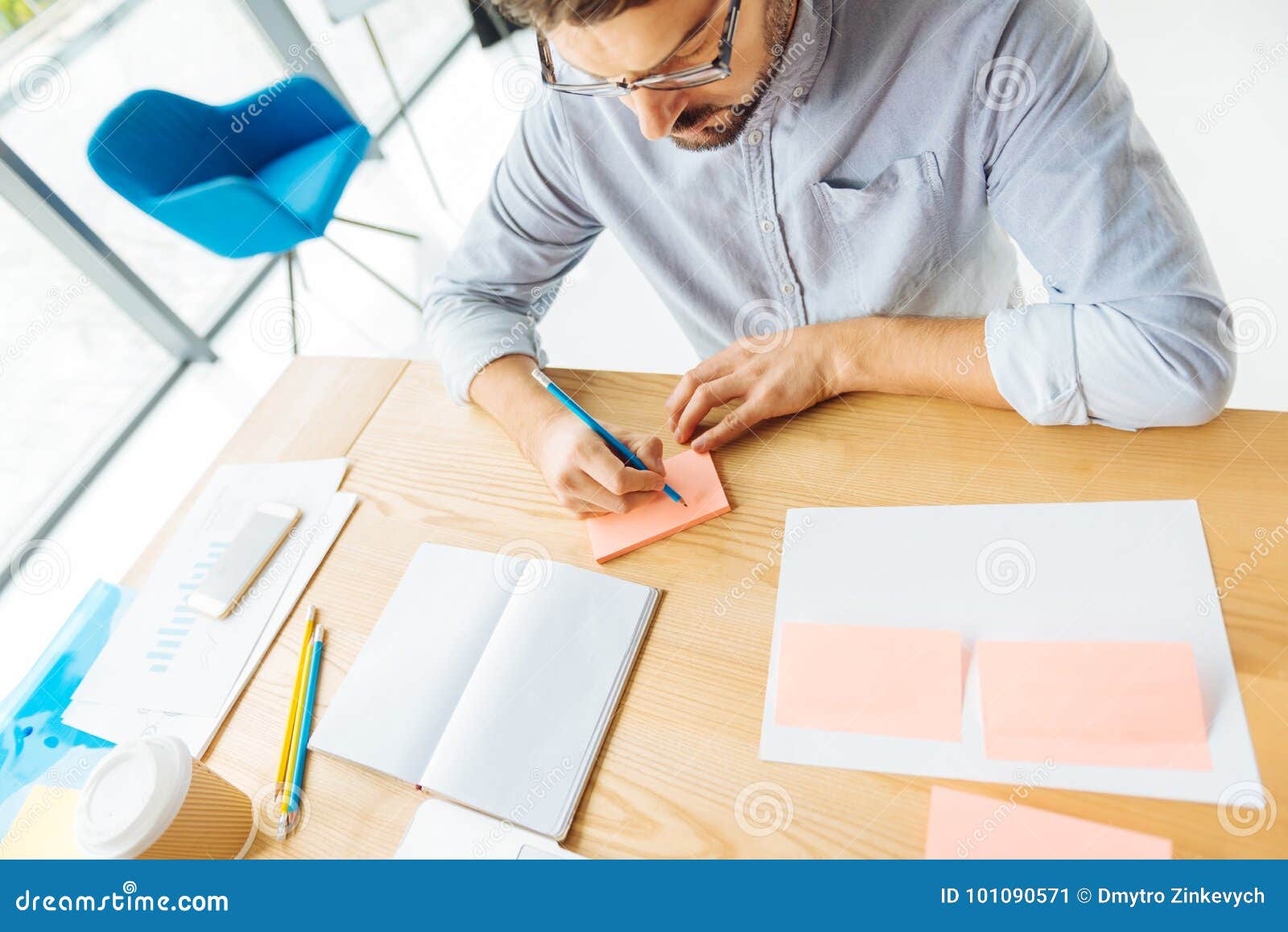 Attentive Office Worker Writing Notes Stock Image - Image of ...