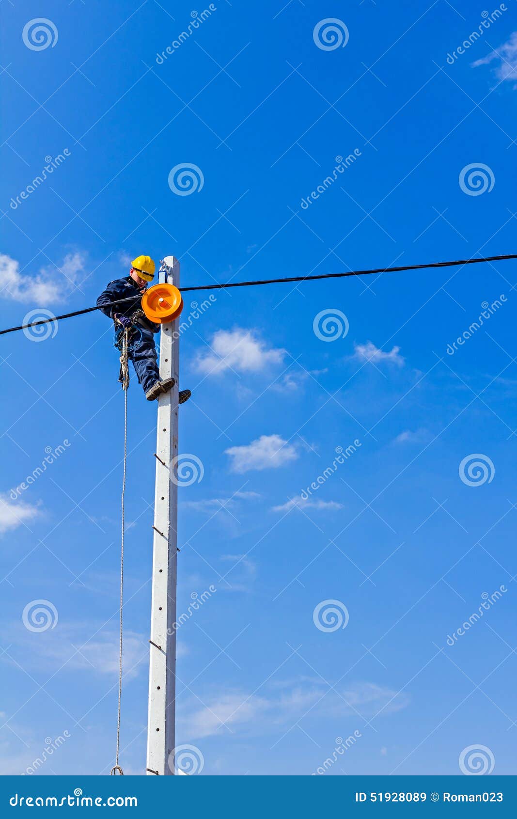 Work on a pole stock image. Image of occupation, overhead - 51928089