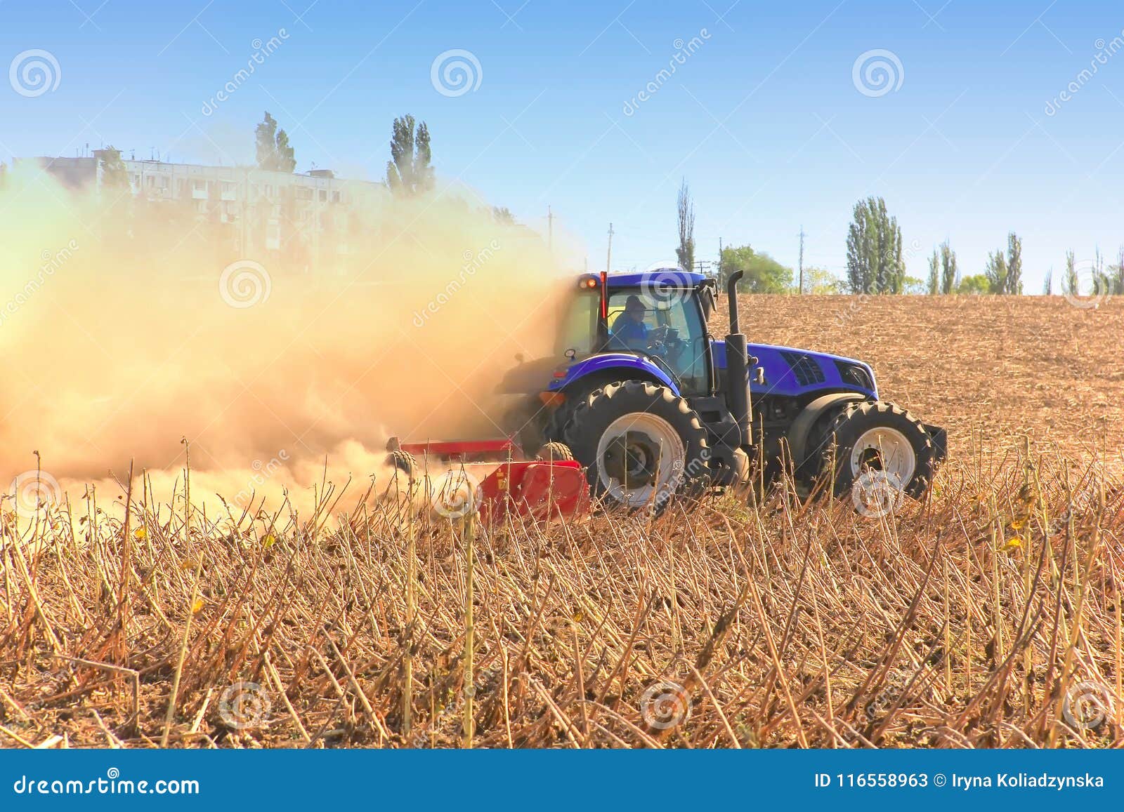 Work of a Powerful Tractor in Field Cultivation and Cultivation ...