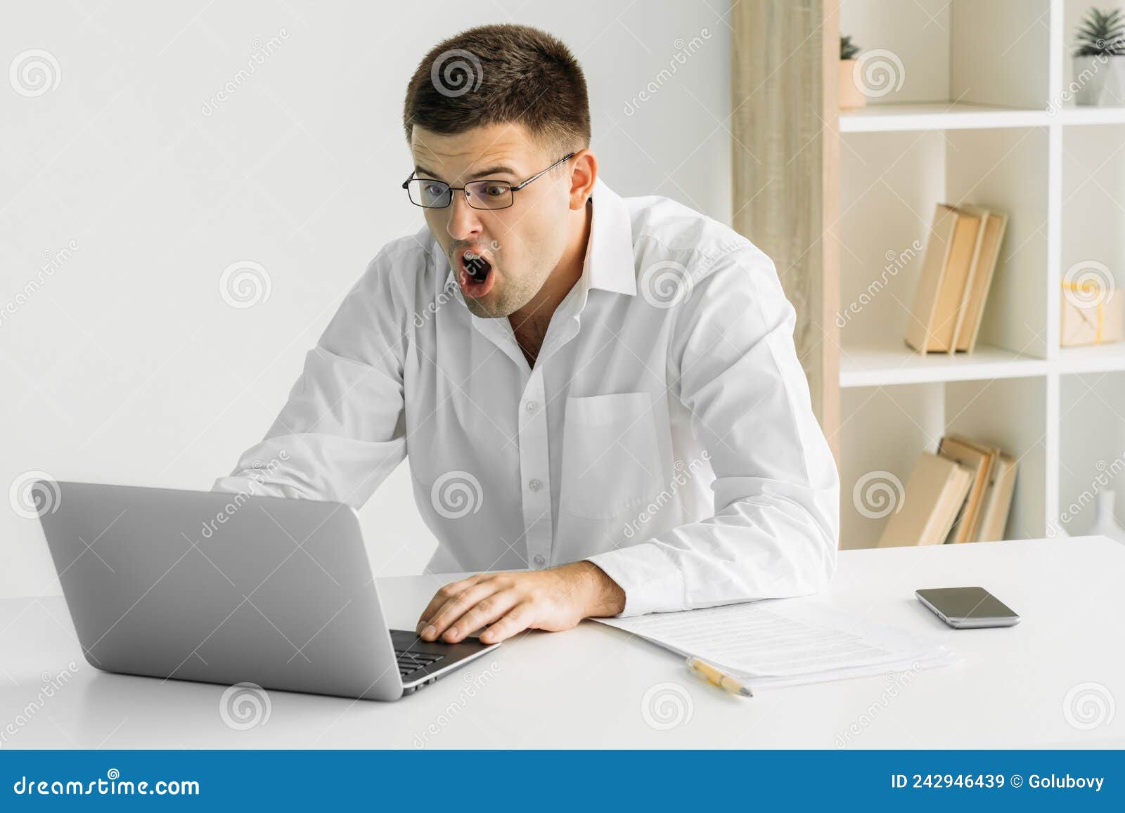Work Problem Shocked Man Disbelief Expression Stock Image - Image of ...