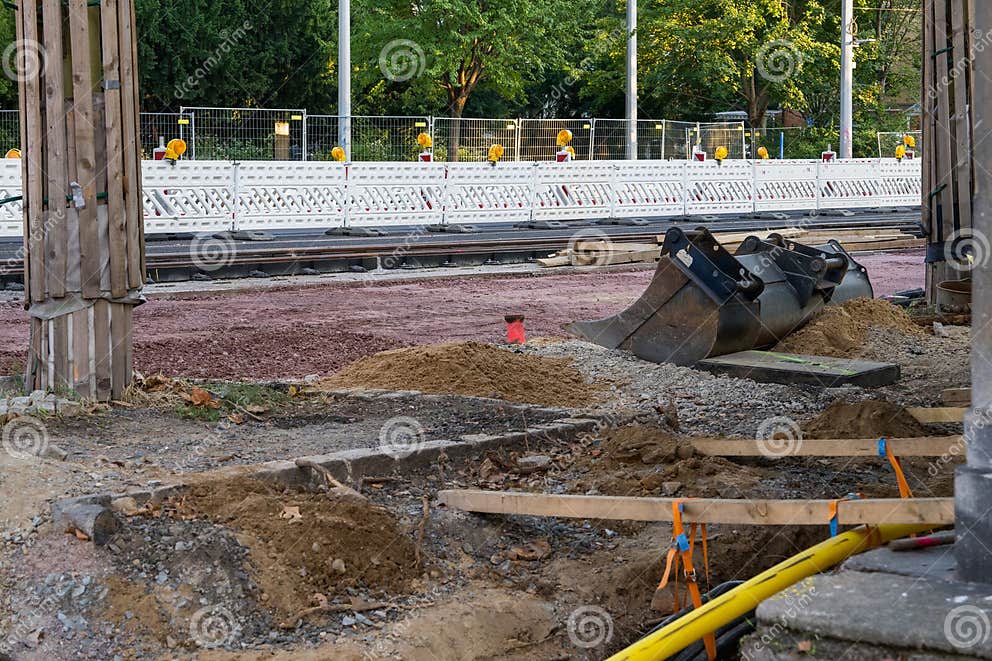 Work Process at Construction Site Where the Replacement of Rails for ...