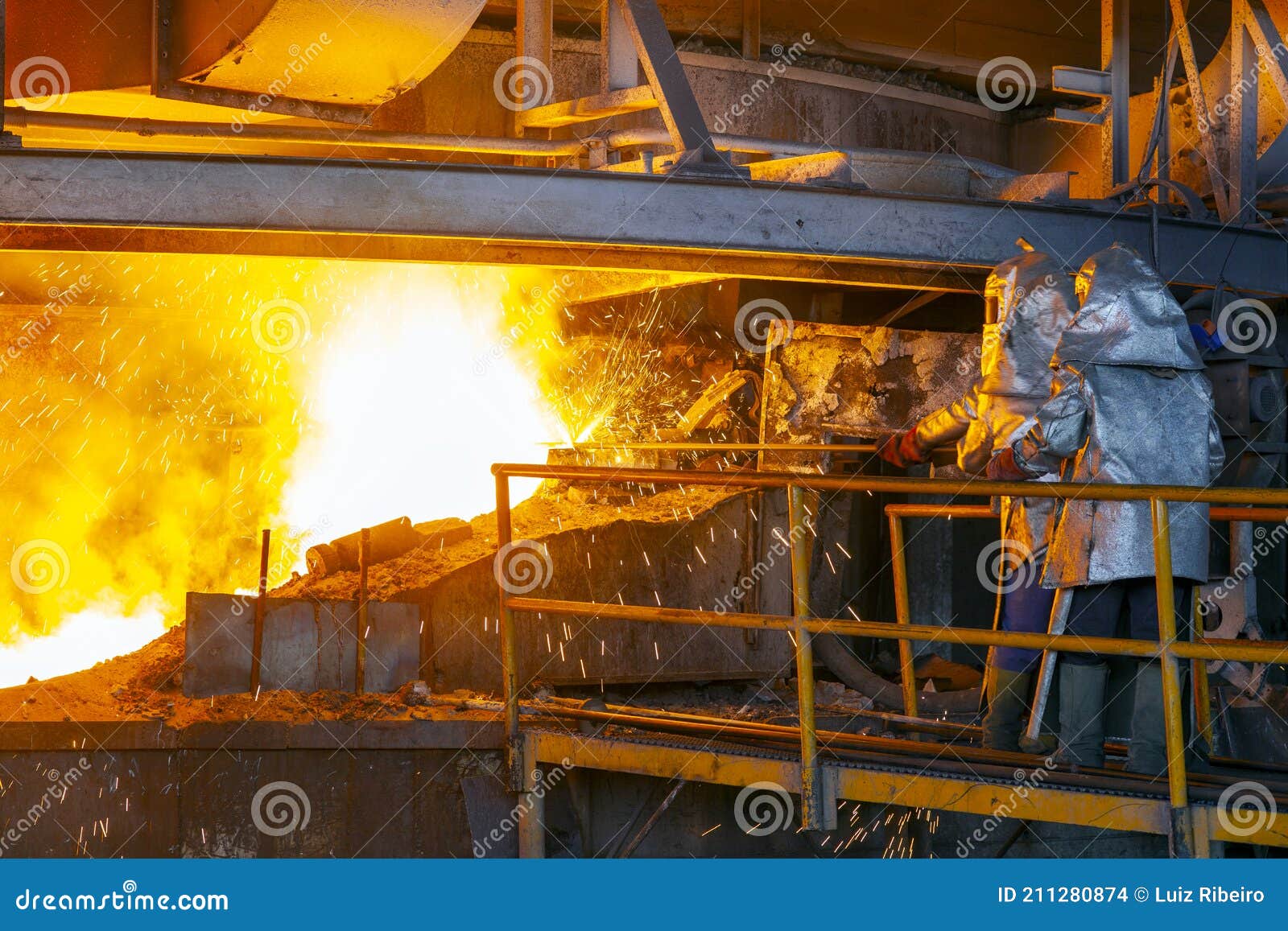 Work Process in Metallurgical at Manufacture Steel Plant Stock Photo ...