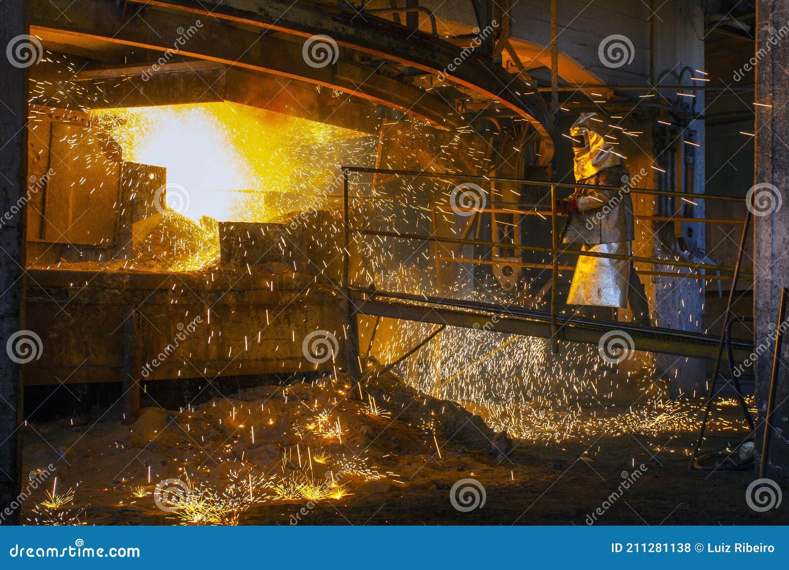 Work Process in Metallurgical at Manufacture Steel Plant Stock Photo ...