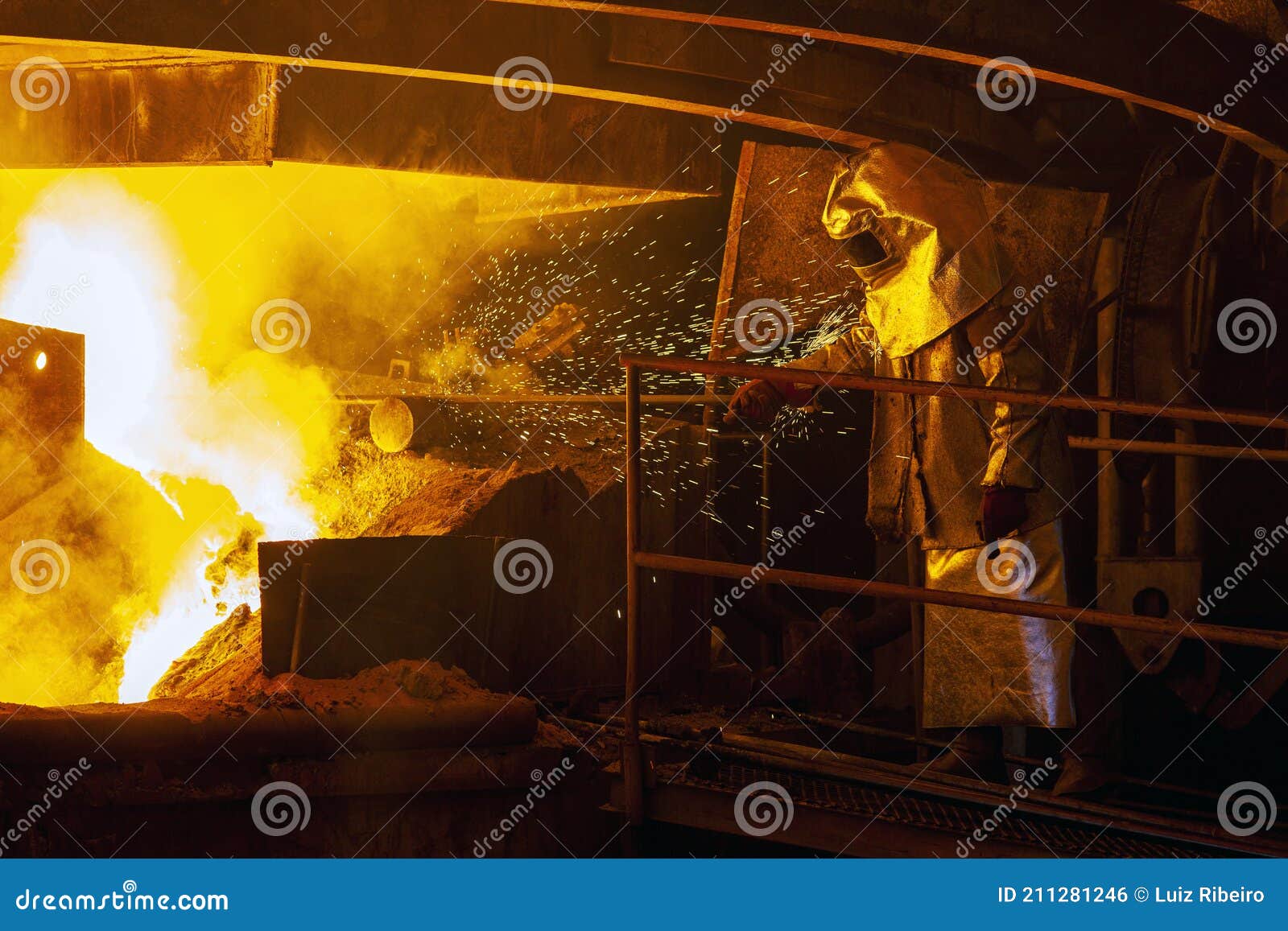 Work Process in Metallurgical at Manufacture Steel Plant Stock Photo ...