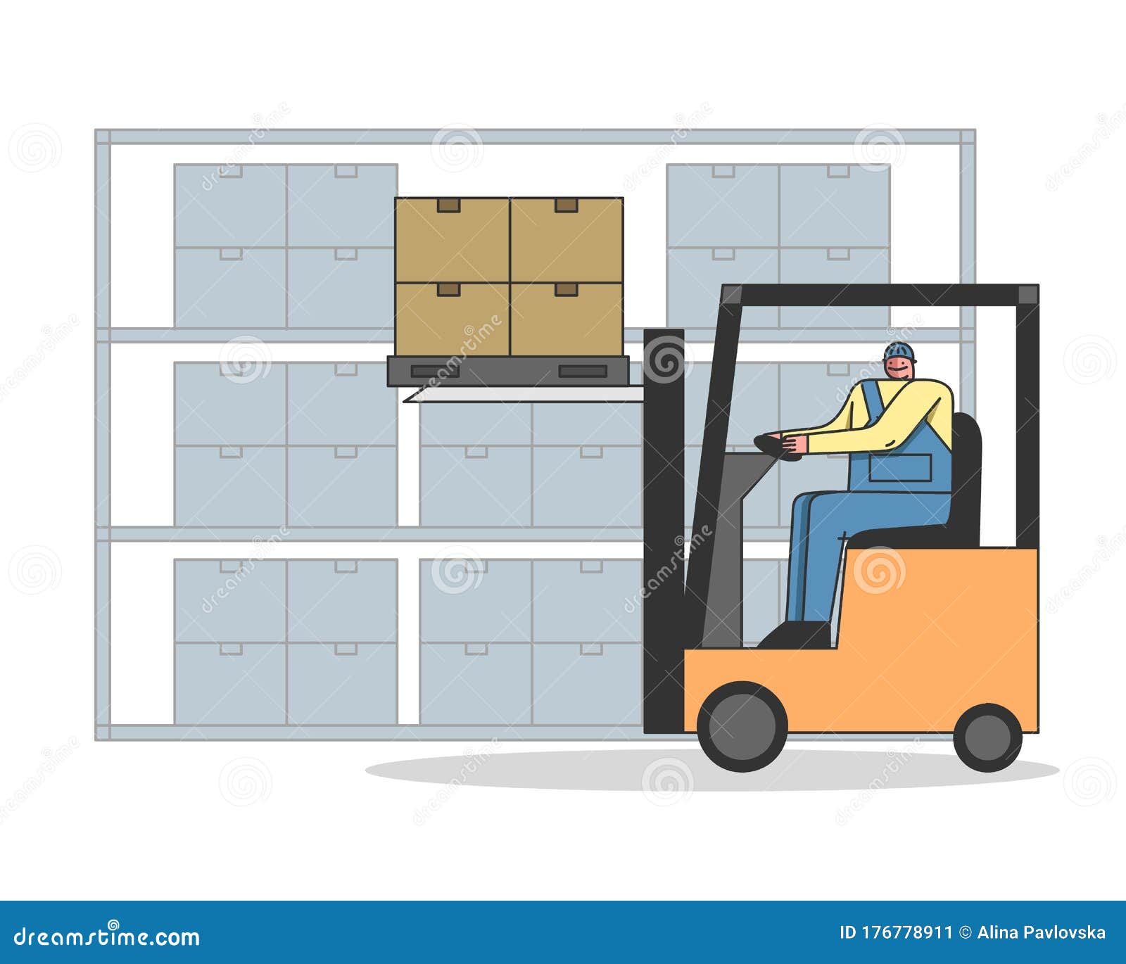Forklift Unloading Loading Semi Trailer Outdoor Warehouse International ...