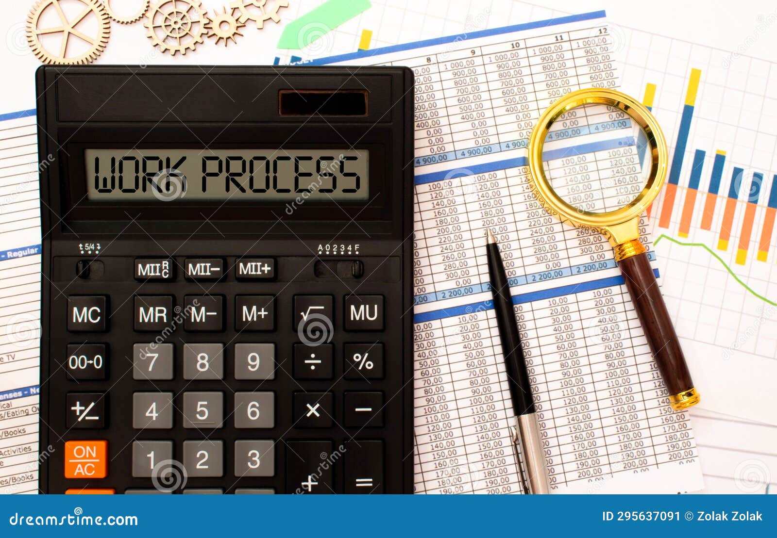 WORK PROCESS Words on Card with Keyboard and Office Tools Stock Image ...